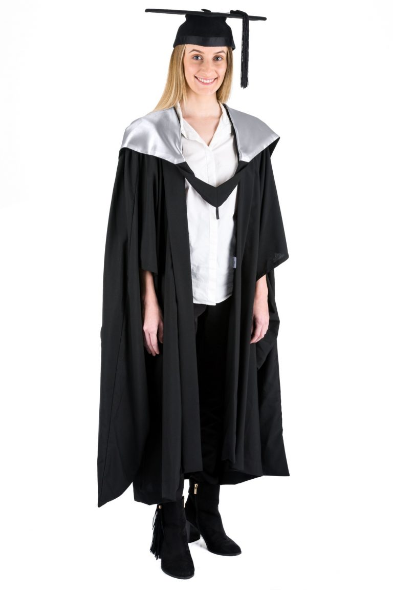 MASTERS GRADUATION FULL SET Grey Fully Lined Hood Masters gown and ...