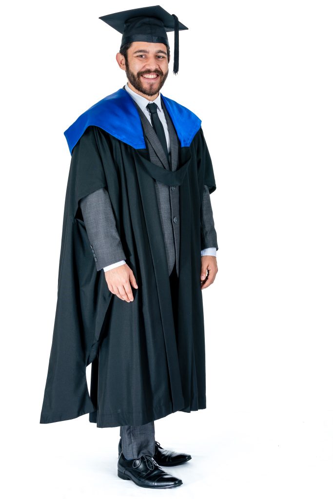 MASTERS GRADUATION FULL SET Dark Blue Masters hood Masters gown and ...
