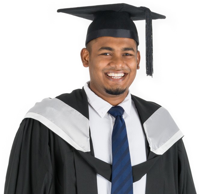 GRADUATION GOWN HIRE Silver Grey Hood + White Trim – The Gown Chick