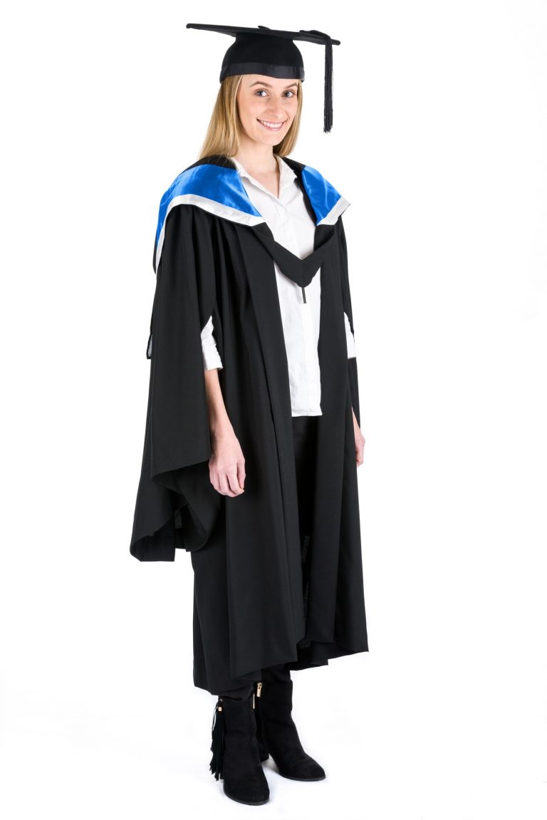 QUT GRADUATE DIPLOMA GRADUATION FULL SETBlue Hood with White Trim ...