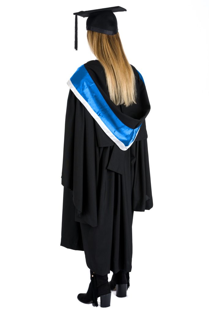 GRADUATION GOWN HIRE QUT Blue Hood + White Trim Graduate Diploma | The ...
