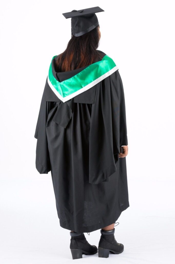 GRADUATE DIPLOMA GRADUATION SET Green Hood White Trim withAcademic Gown ...